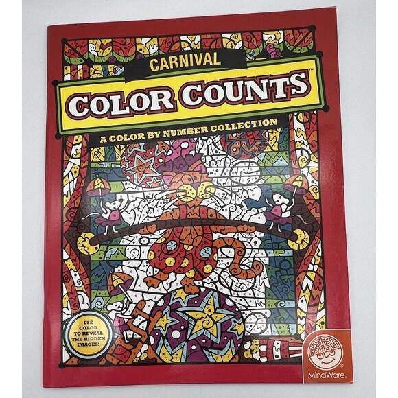 Mindware | Art | Adult Coloring Carnival Counts Color By Number Hidden ...